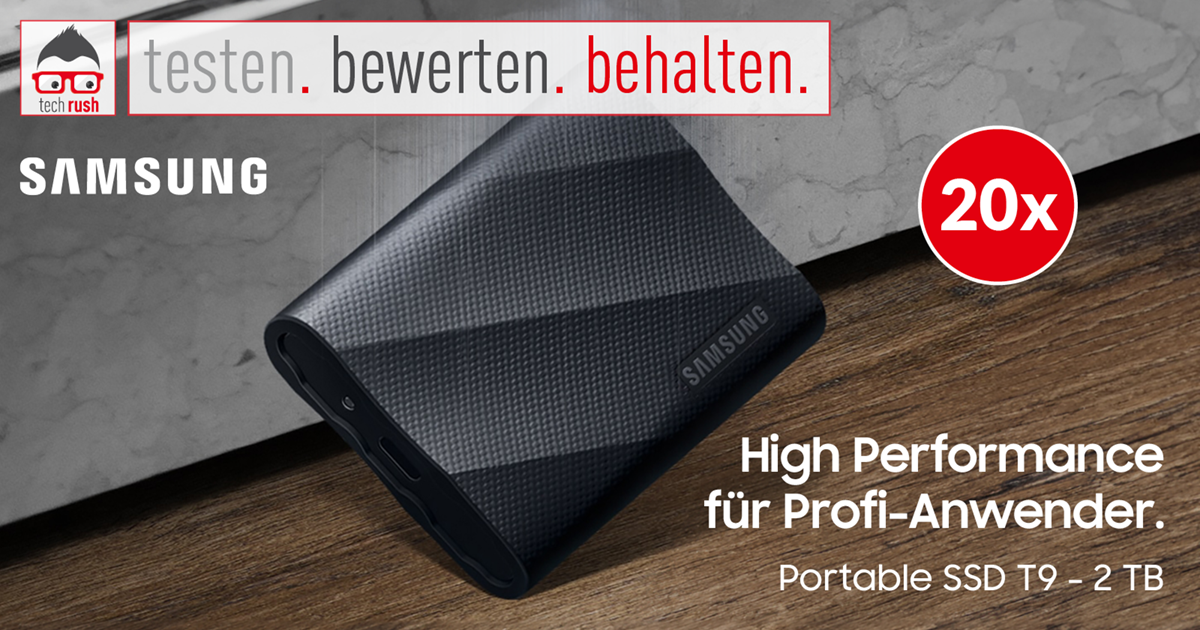 Produkttester werden: 20 PSSD T9 SSDs mit 2 TB von Samsung