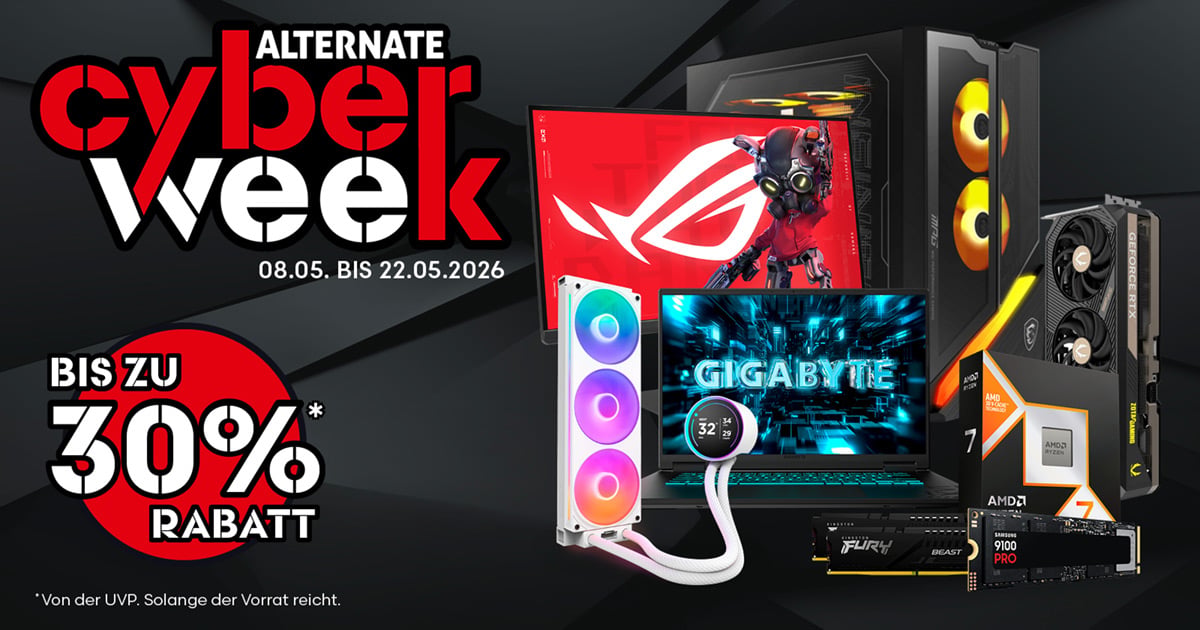 Cyber Week bei ALTERNATE: Im Mai 2026 warten starke Rabatte auf dich!